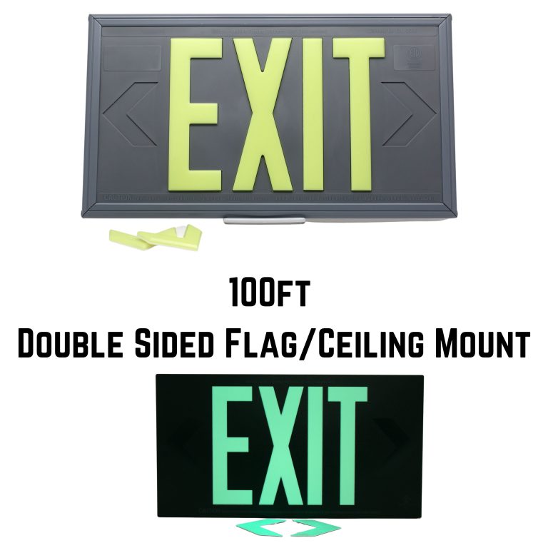 EXIT Sign. Gray Polycarbonate, 100 Feet, Double Sided with Gray Frame ...