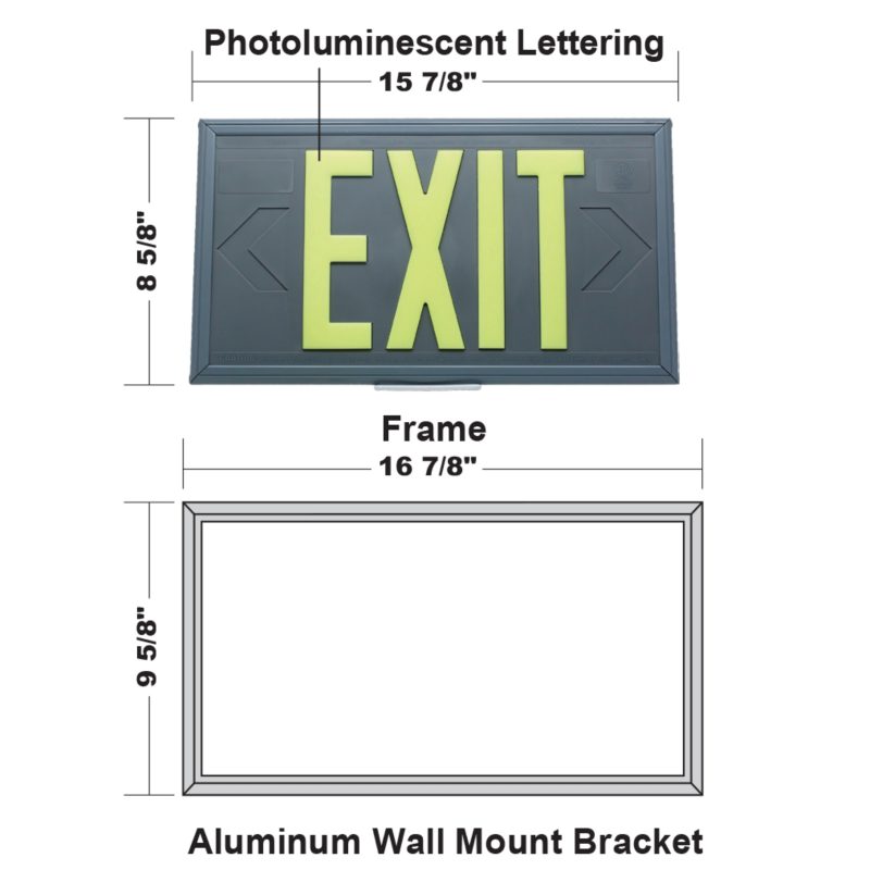 EXIT Sign. Gray Polycarbonate, 100 Feet, Single Sided with Gray Frame ...