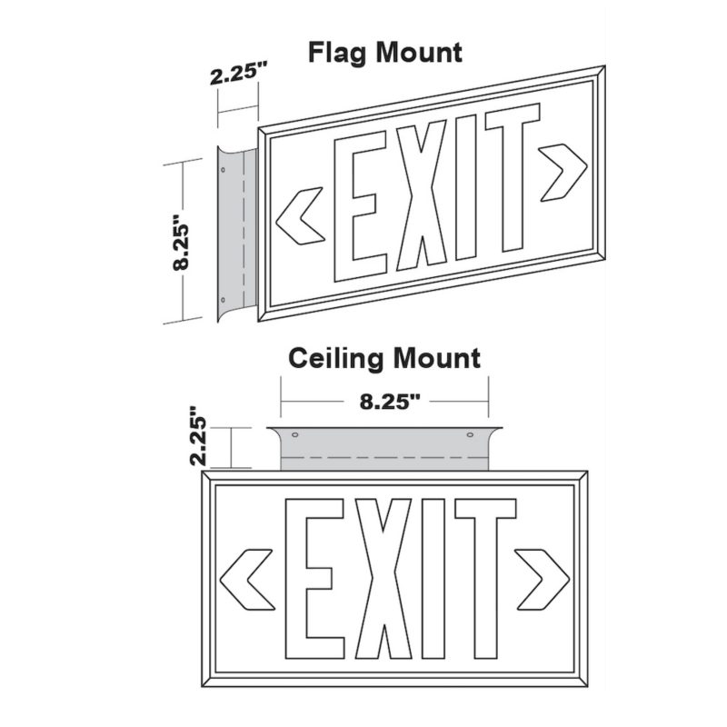 EXIT Sign. Gray Polycarbonate, 100 Feet, Single Sided with Gray Frame ...