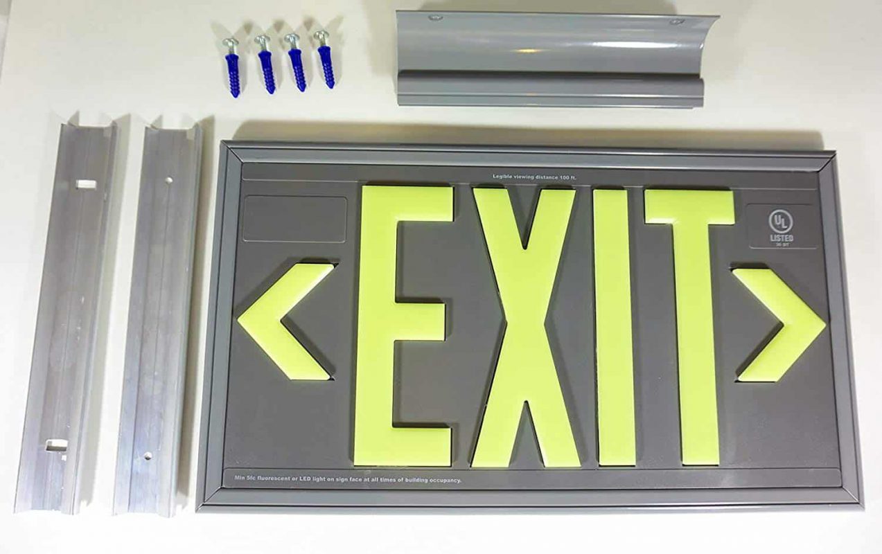 EXIT Sign. Gray Polycarbonate, 100 Feet, Single Sided with Gray Frame ...
