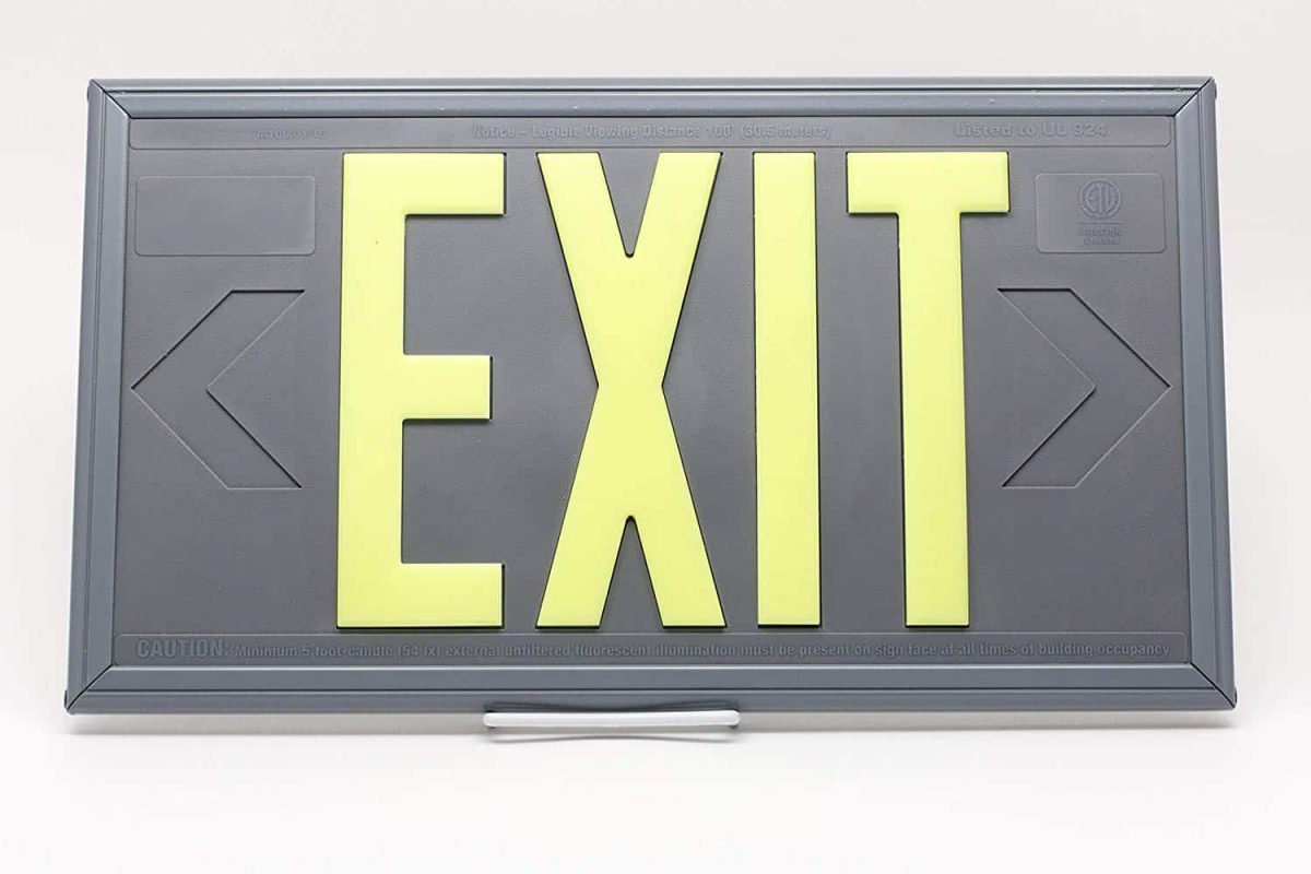 EXIT Sign. Gray Polycarbonate, 100 Feet, Single Sided with Gray Frame ...
