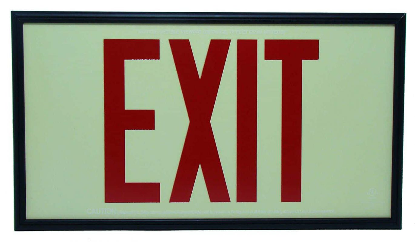 EXIT Sign. Red Lettering, 75 Feet, Single Sided with Black Frame & No ...