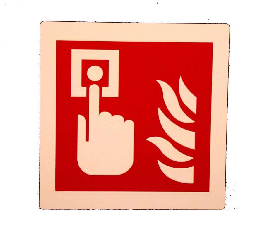 Press Alarm Button with Fire 6" x 6" Square - Glow in The Dark ...